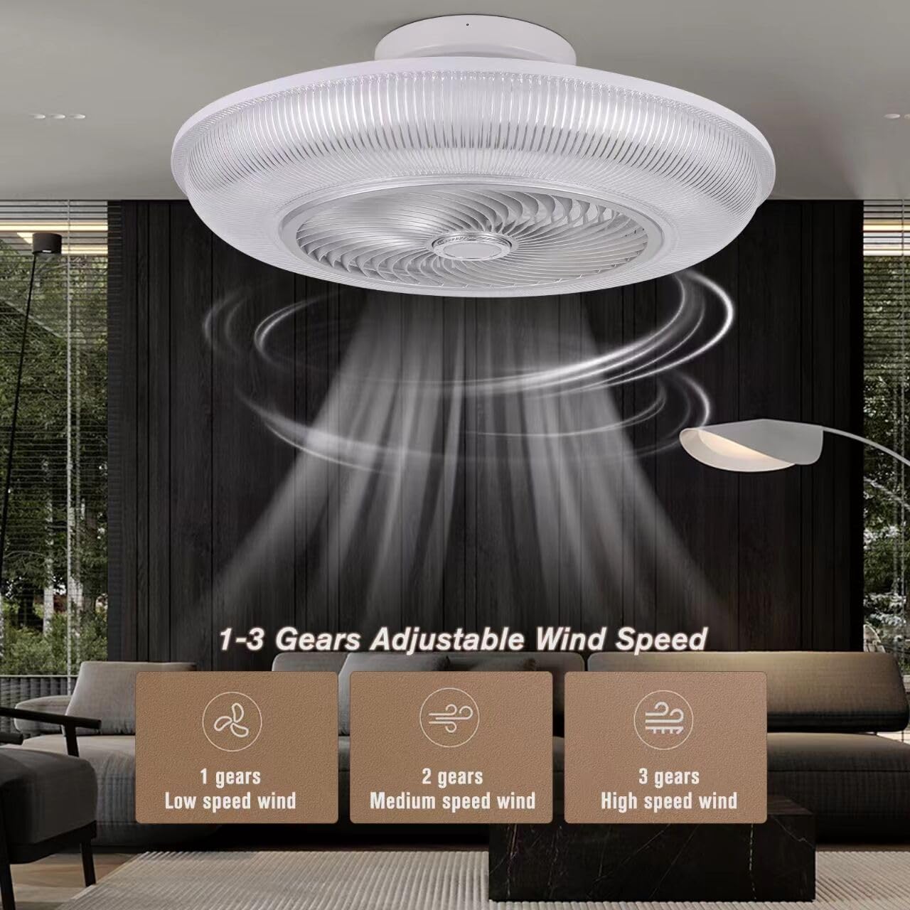 OYZ Ceiling Fans with Lights, Modern Bedroom Ceiling Fan with Lights Smart APP and Timing Remote,3-Color Light Dimming 3-Gear Wind Enclosed Ceiling Fan