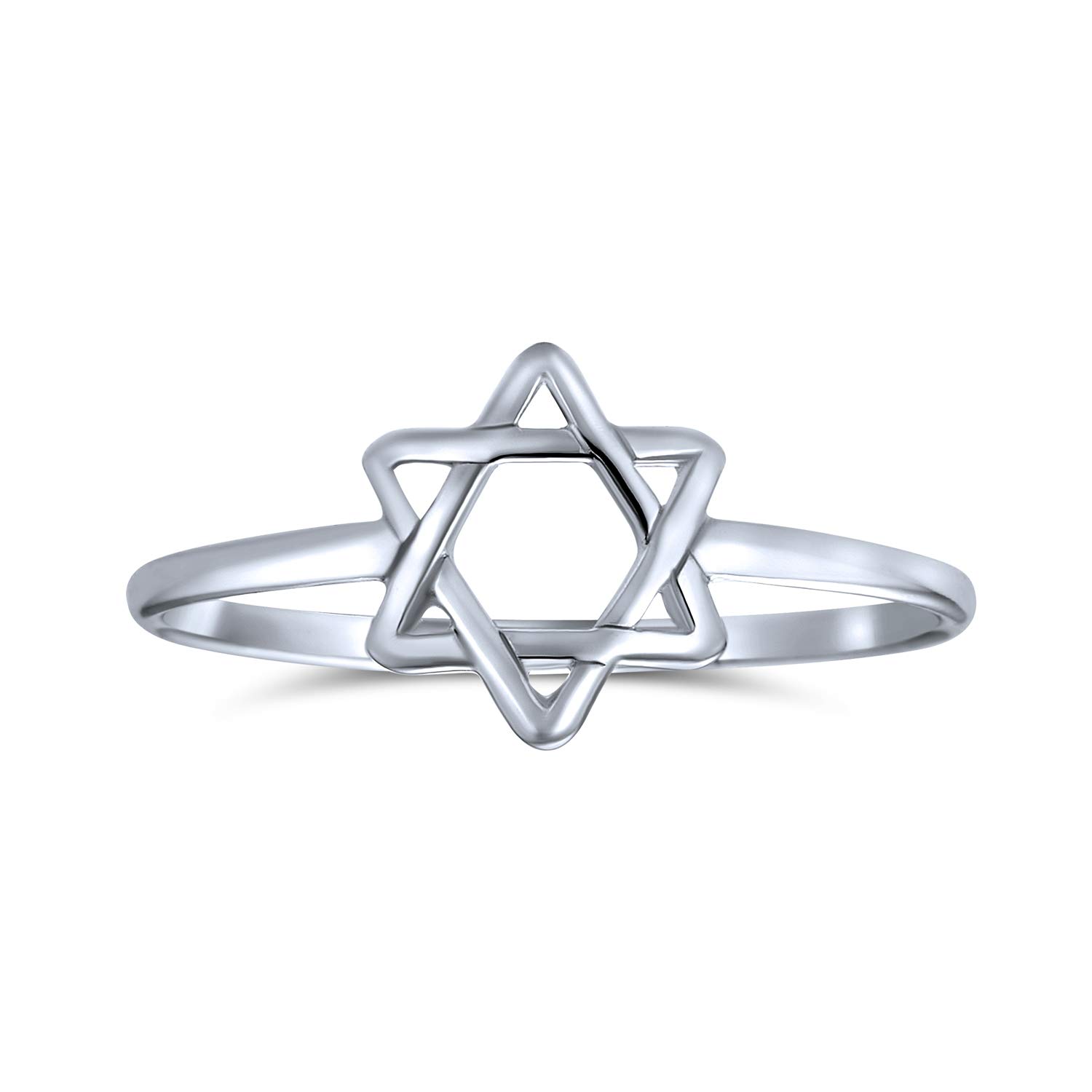 Petite 925 Sterling Silver Star Of David Ring Grey 7*