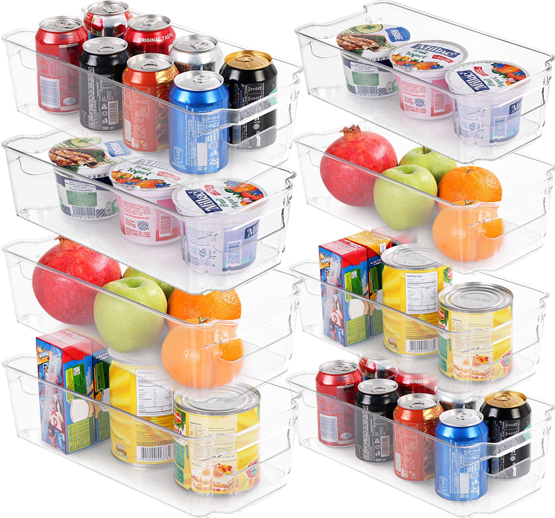 Utopia Home Set of 11 Organizers-8 Pantry Organizers (4 Large & 4 Small Drawers) & 3 Stackable Tea Bag Organizer Box with Clear Top Lids - Plastic Storage Racks for Freezers, Kitchen and Cabinets