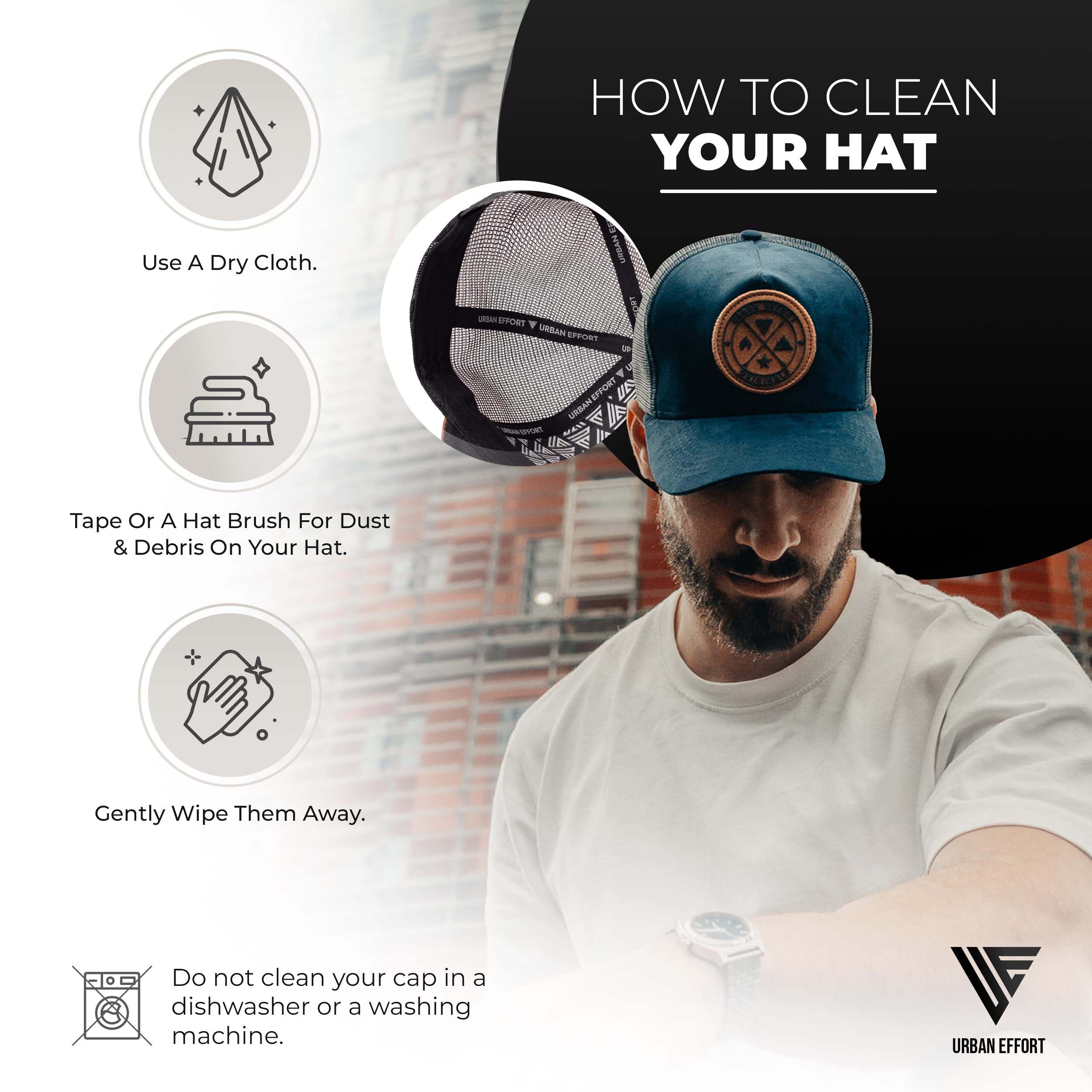 Urban Effort Mesh Back Cap - for Men and Women Baseball Hat 5-Panel Trucker Hat - Great Snapback Closure for Hunting & Hiking (Blue)