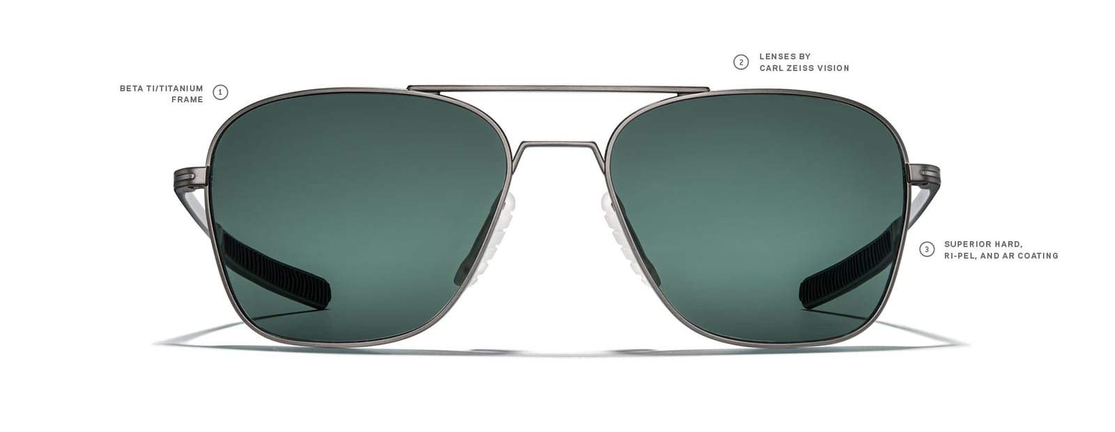 ROKA Falcon Ti Performance Non-Polarized Aviator Sunglasses for Men and Women - Silver Frame - Carbon Lens w/Glacier Mirror