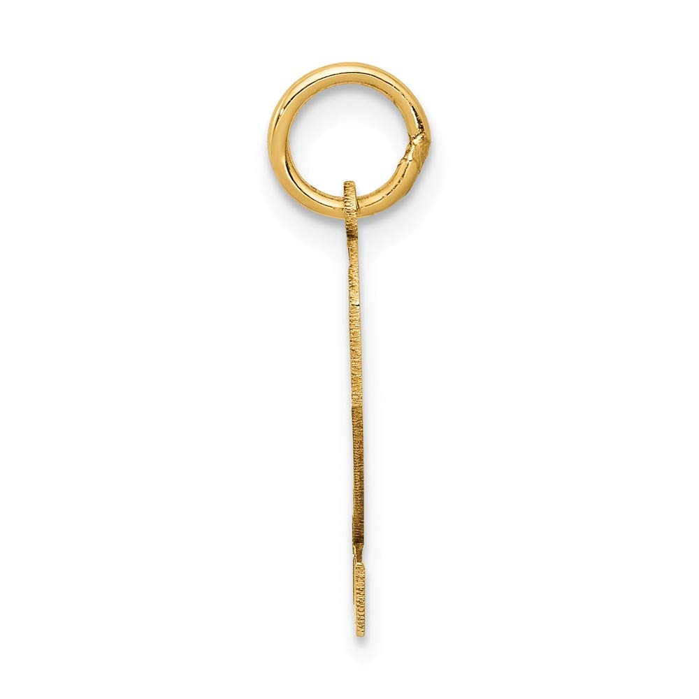Solid 14k Yellow Gold Small Number 2 Charm Brushed Matte Finish Pendant - 18mm x 7mm