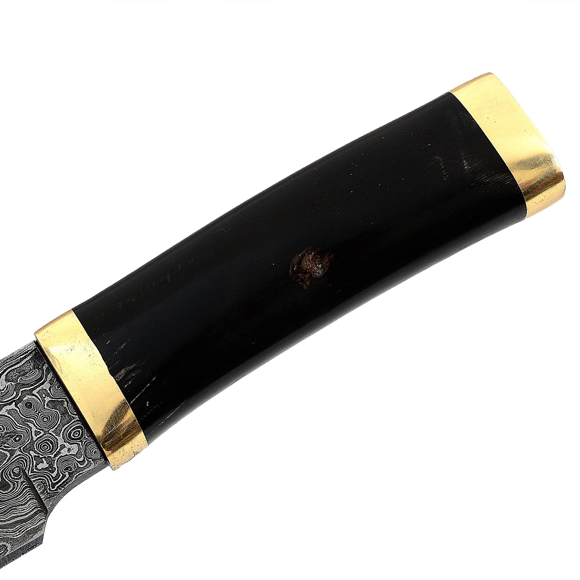 PAL 2000 KNIVES KNI-9449 Custom Handmade Damascus Steel Hunting Tanto Knife 15 Inches Buffalo Horn Handle Raindrop pattern Blade with Leather sheath