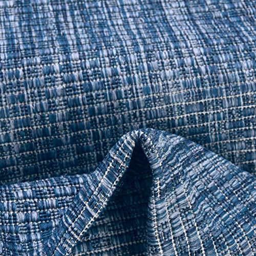 Unique Loom Collection Casual Transitional Solid Heathered Indoor/Outdoor Flatweave Area Rug (10' x 14' 1" Rectangle, Blue/Navy Blue)