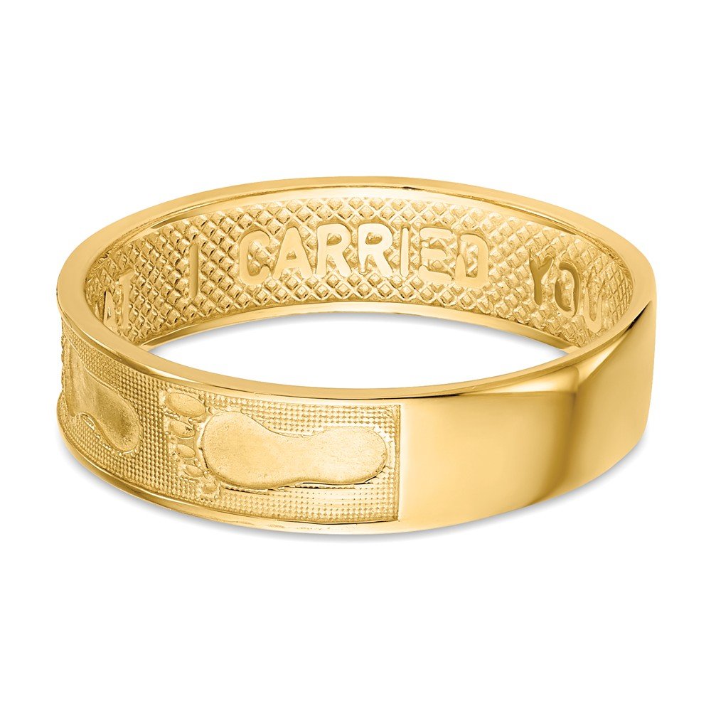 Solid 14k Yellow Gold Footprints In The Sand Ring Band Size 9