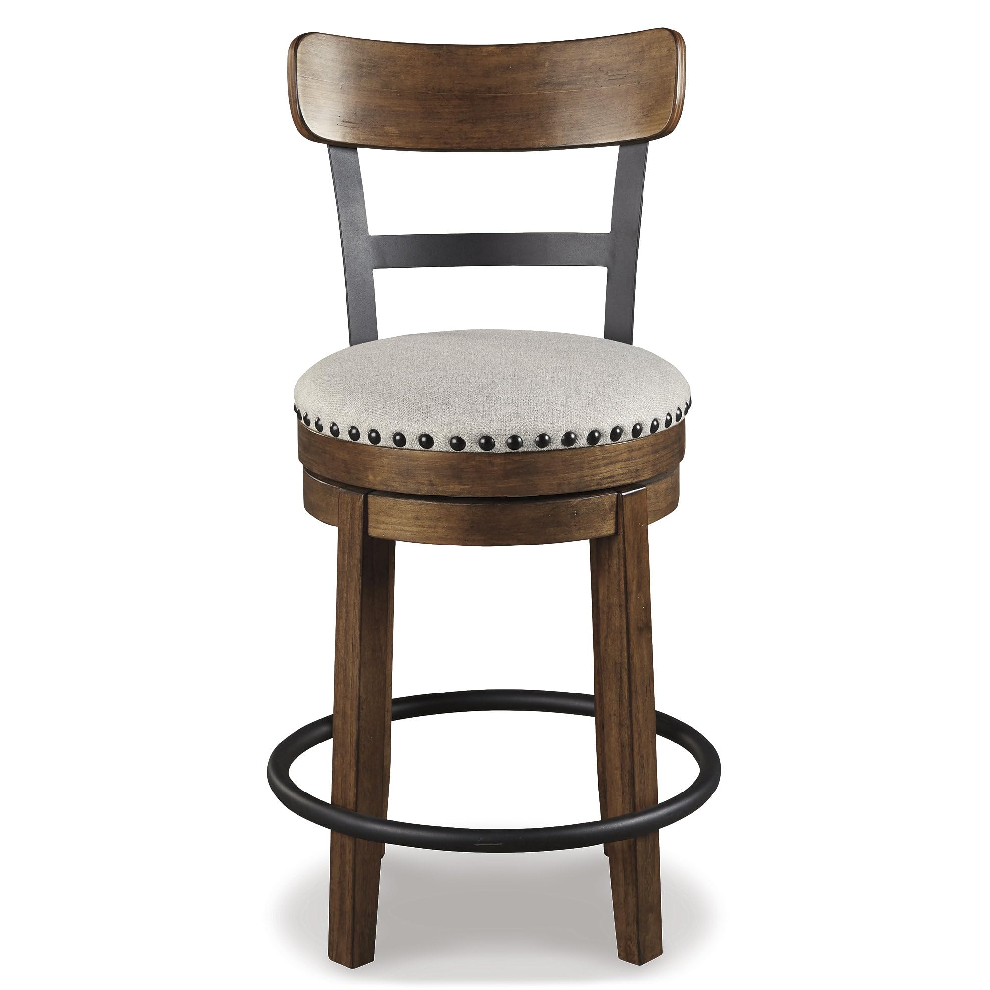 Signature Design by Ashley Valebeck Rustic Farmhouse 24.5” Counter Height Swivel Bar Stool, Brown