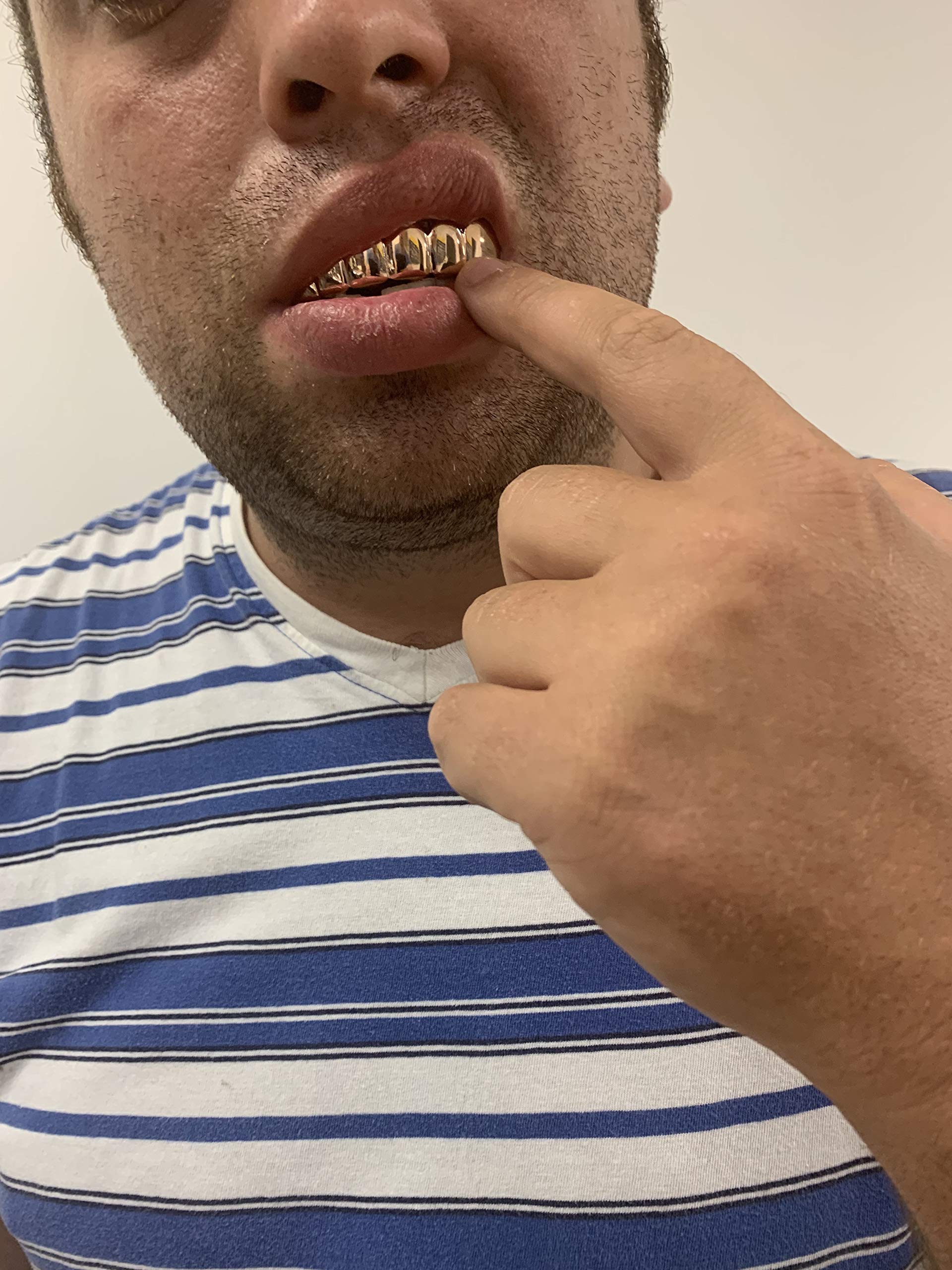 Solid 925 Sterling Silver Real Grillz - Rose Gold Plated - Custom Top & Bottom Grills For Teeth - Real Solid Silver NOT Plated