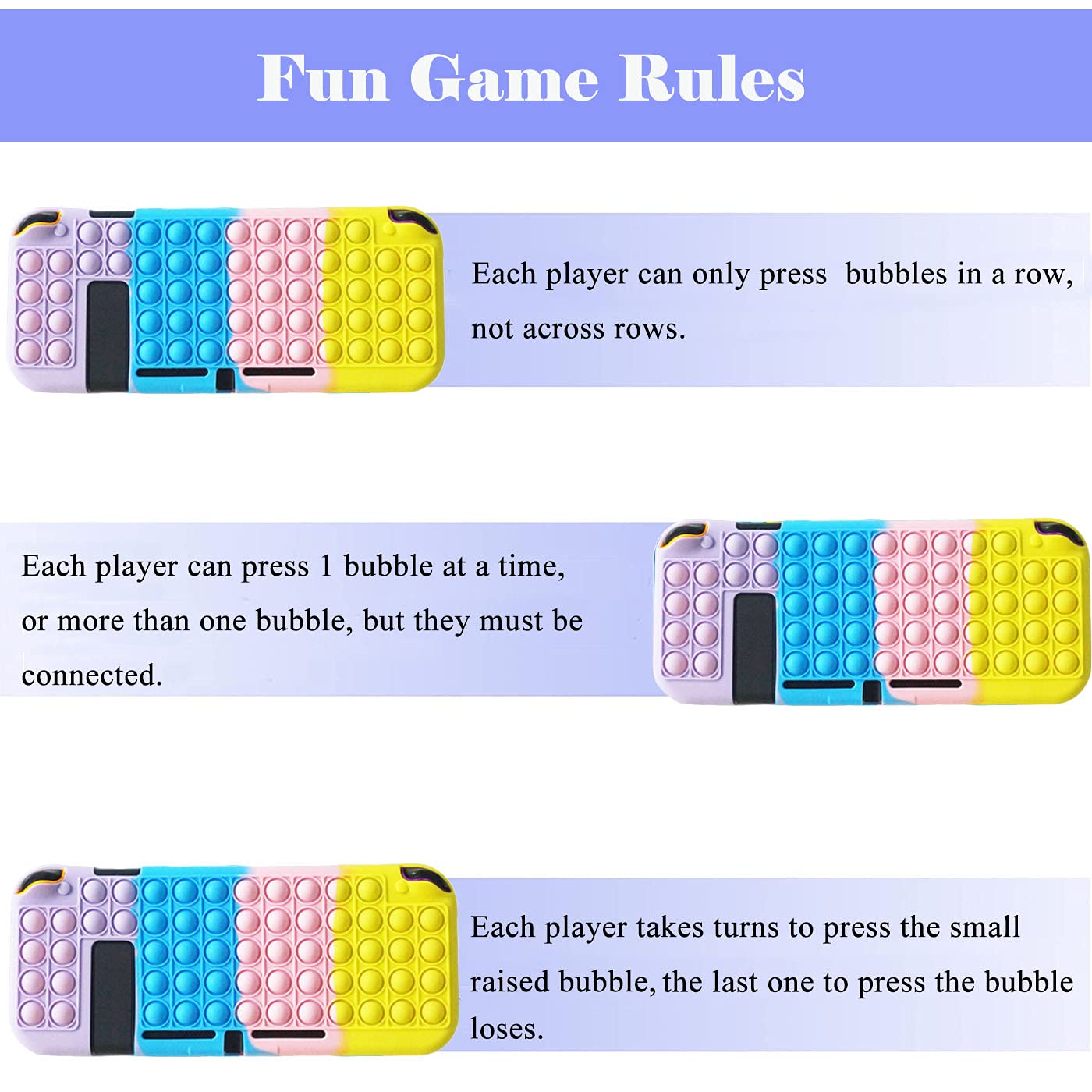 YB-OSANA Pop Bubbles Protective Case Compatible with Nintendo Switch Silicone Protective Case for Switch Cute Pop Protective Cover for Girls Boys
