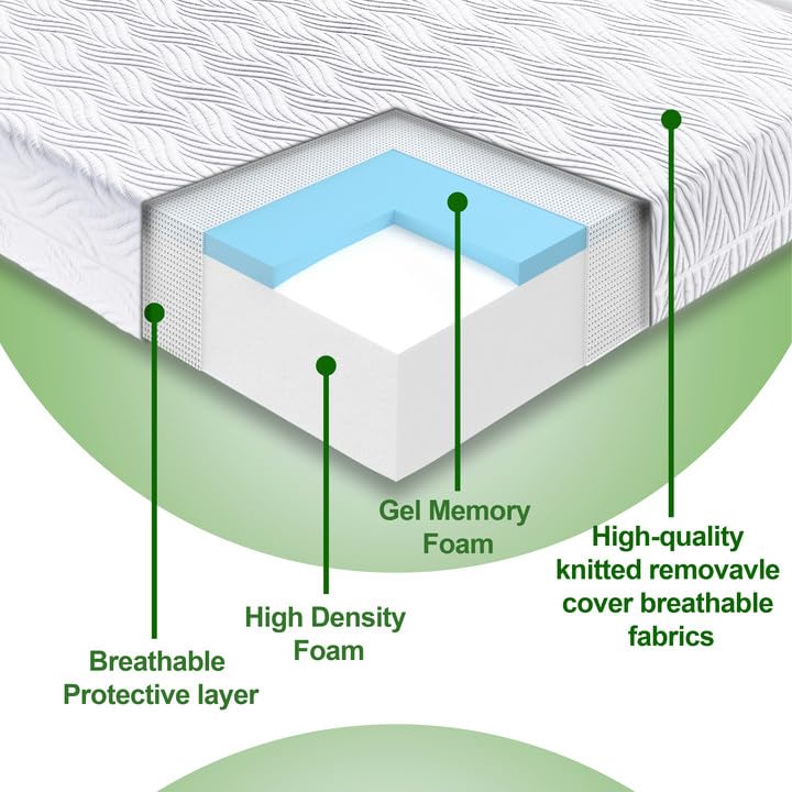 PMIXO Gel Memory Foam Mattress,8 Inch King Size Medium-Firm Mattress with CertiPUR-US Certified,Medium-Plush,No Formaldehyde and Fiberglass Free