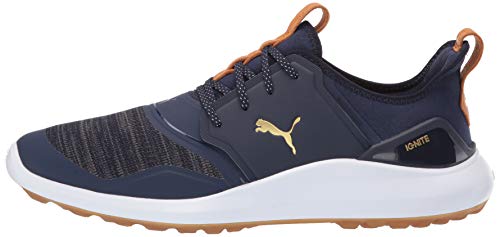 Puma Golf Men's Ignite Nxt Lace Golf Shoe, Peacoat-Puma Team Gold-Puma White, 9.5 M US