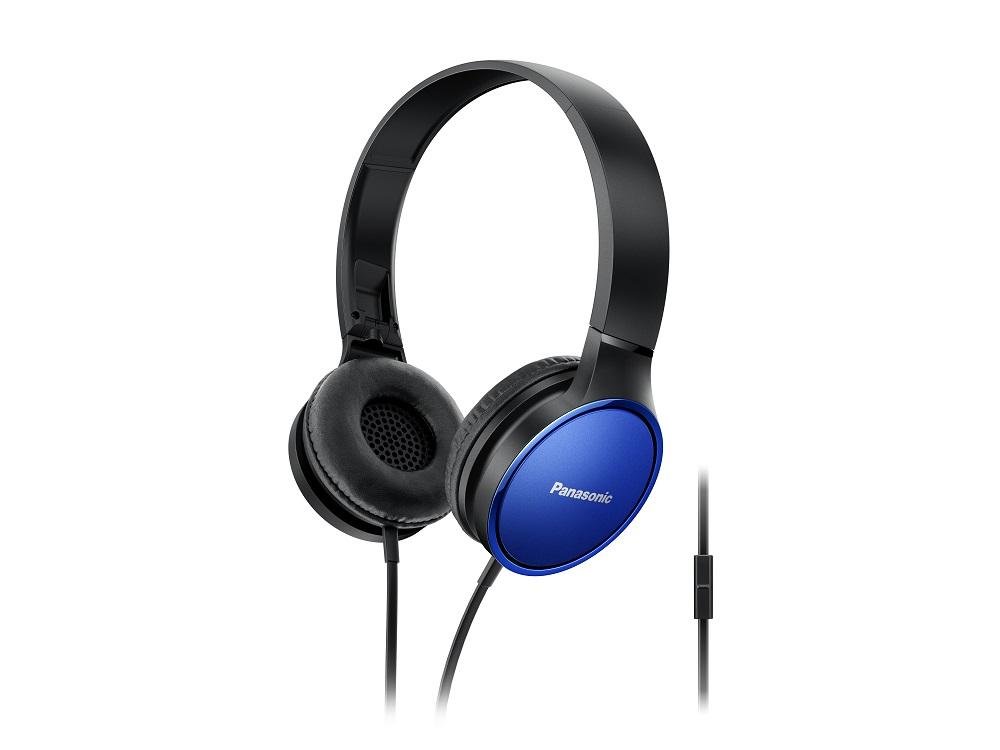 Panasonic 2-Tone Color Foldable Headphones with Microphone, Call Controller and 3.9 ft Audio Cord Compatible with iPhone, BlackBerry, Android - RP-HF300M-A - On-Ear Headphones (Blue/Black)