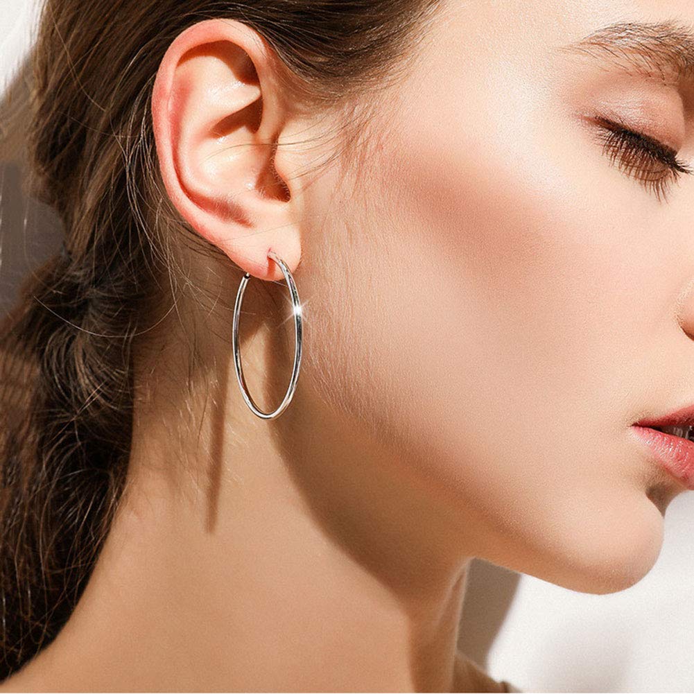 Spiritlele 24 Pairs Silver Hoop Earrings Lightweight Multipack Cubic Zirconia Earrings Assorted Earrings Set for Women
