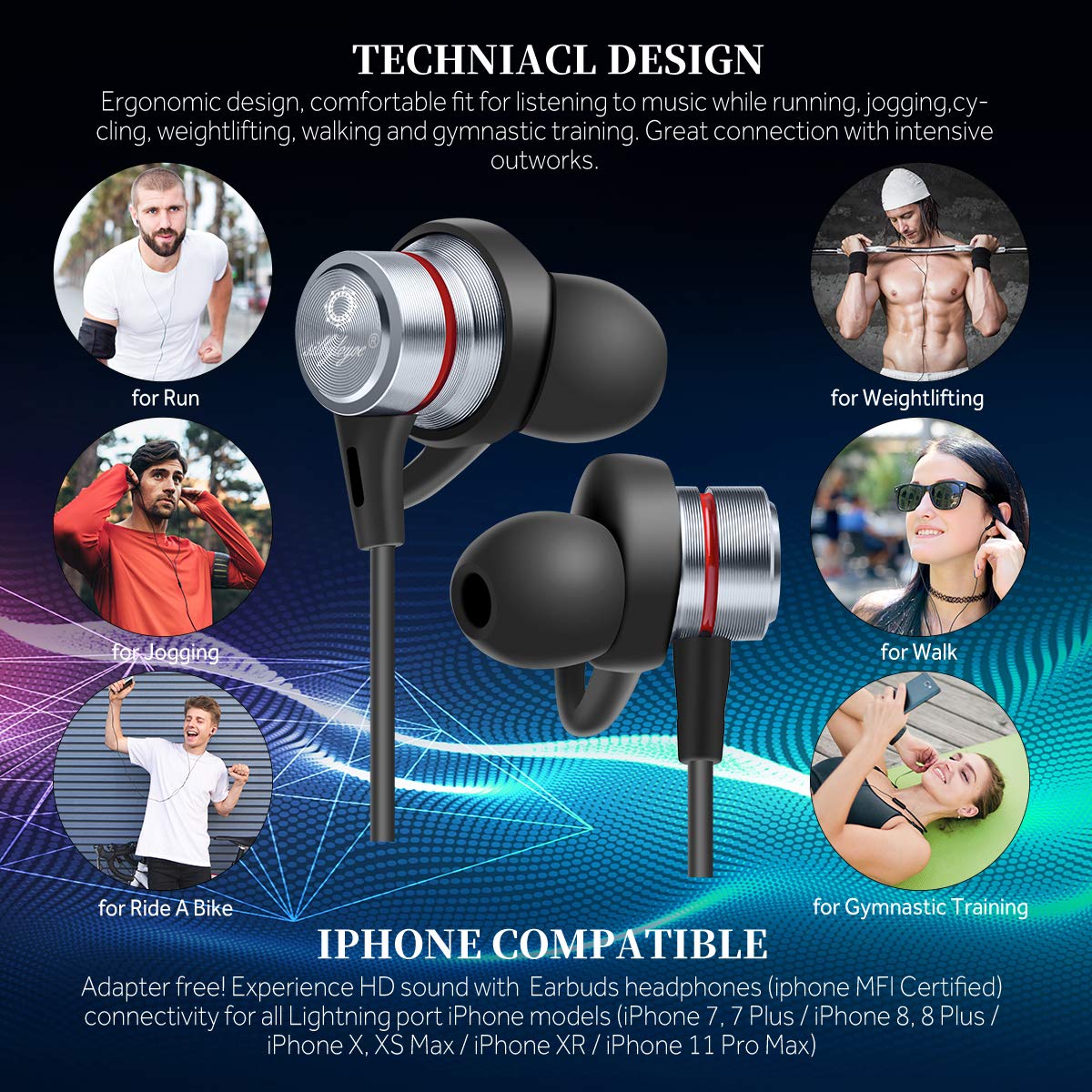 silbyloyoe iPhone Headphones for iPhone Earbuds for iPhone in-Ear Lightning Headphones MFi Certified Lightning Earbuds with Mic Controller Compatible iPhone 11 11 Pro X XS Max XR 7 8 Plus Black