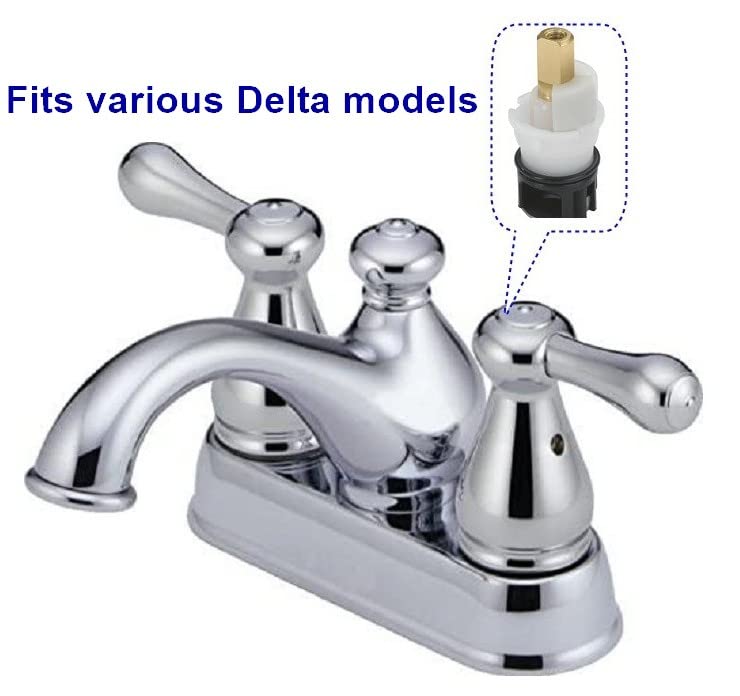 RP25513 Faucet stem Assembly Repair kit Replacement fits Delta Two Handle Lavatory, centerset, Widespread Faucet + RP24097 1/4 Turn Stop