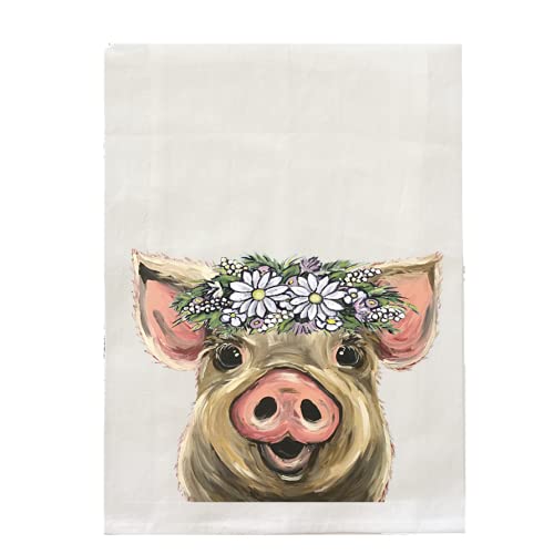 Pig Tea Towel - Pig Flour Sack Towel - Farmhouse Kitchen Decor - Pig Lover Gifts - Pig Gifts For Mom - Pig Lover Gifts - Handmade Daisy Farm Decor