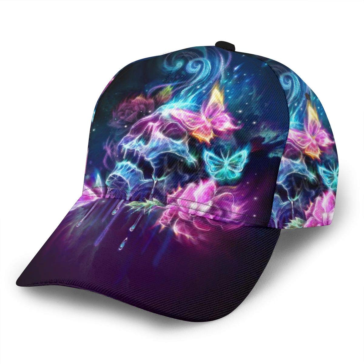 Unisex Baseball Caps Breathable Hip-Hop Baseball Dad Cap for Park, Running, Fishing, Hunting, Cool Baseball Hat Colorful Skulls Dad Hats