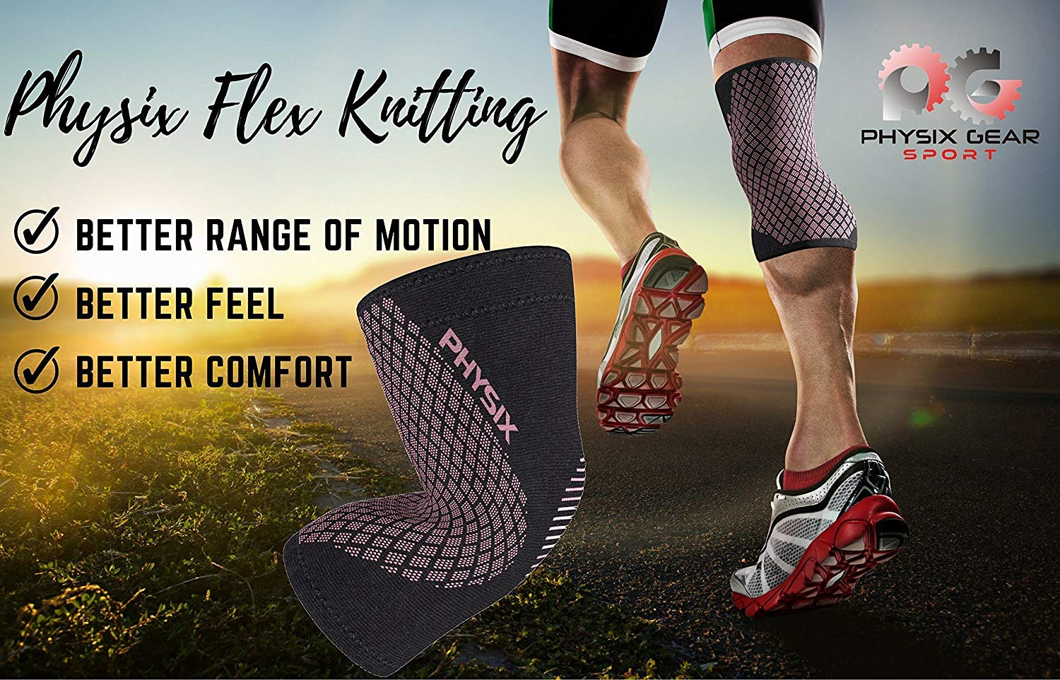 PHYSIX GEAR Knee Support Brace - Premium Recovery & Compression Sleeve for Meniscus Tear, ACL, MCL Running & Arthritis - Best Neoprene Stabilizer Wrap for Crossfit, Squats & Workouts (Single Pink L)