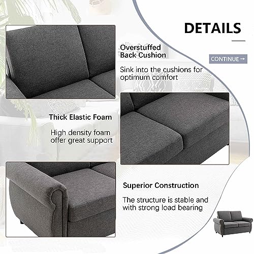 P PURLOVE Sleeper Sofa Bed, Pull Out Sofa Bed Loveseat Sleeper with Twin Size Memory Mattress, Modern Linen Couch Bed Chairs for Living Room, Bedroom and Small Space (Gray)