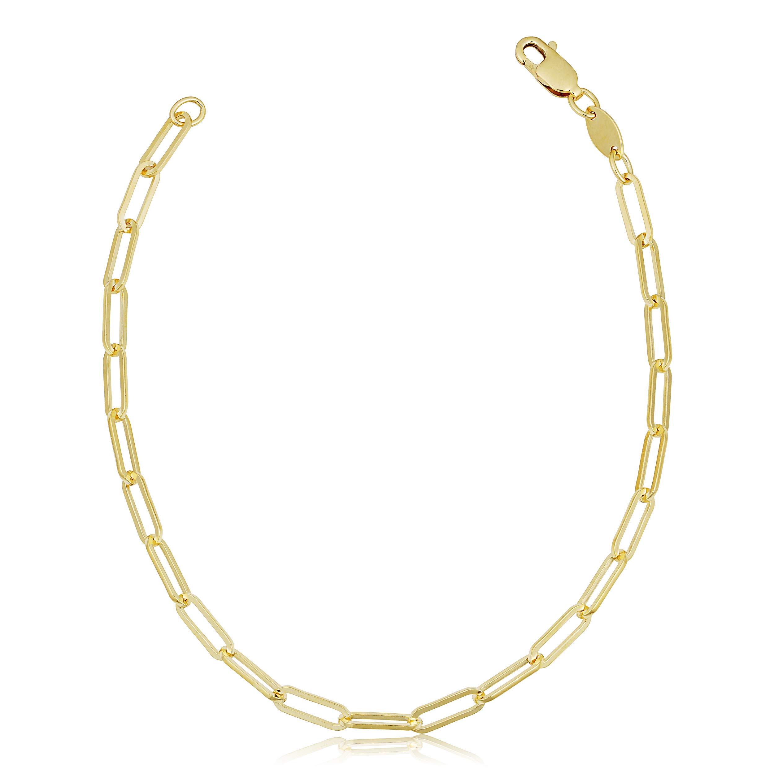 Solid 14k Yellow Gold Filled Paperclip Chain Bracelet for Women (3.1 mm, 7.5 inch)