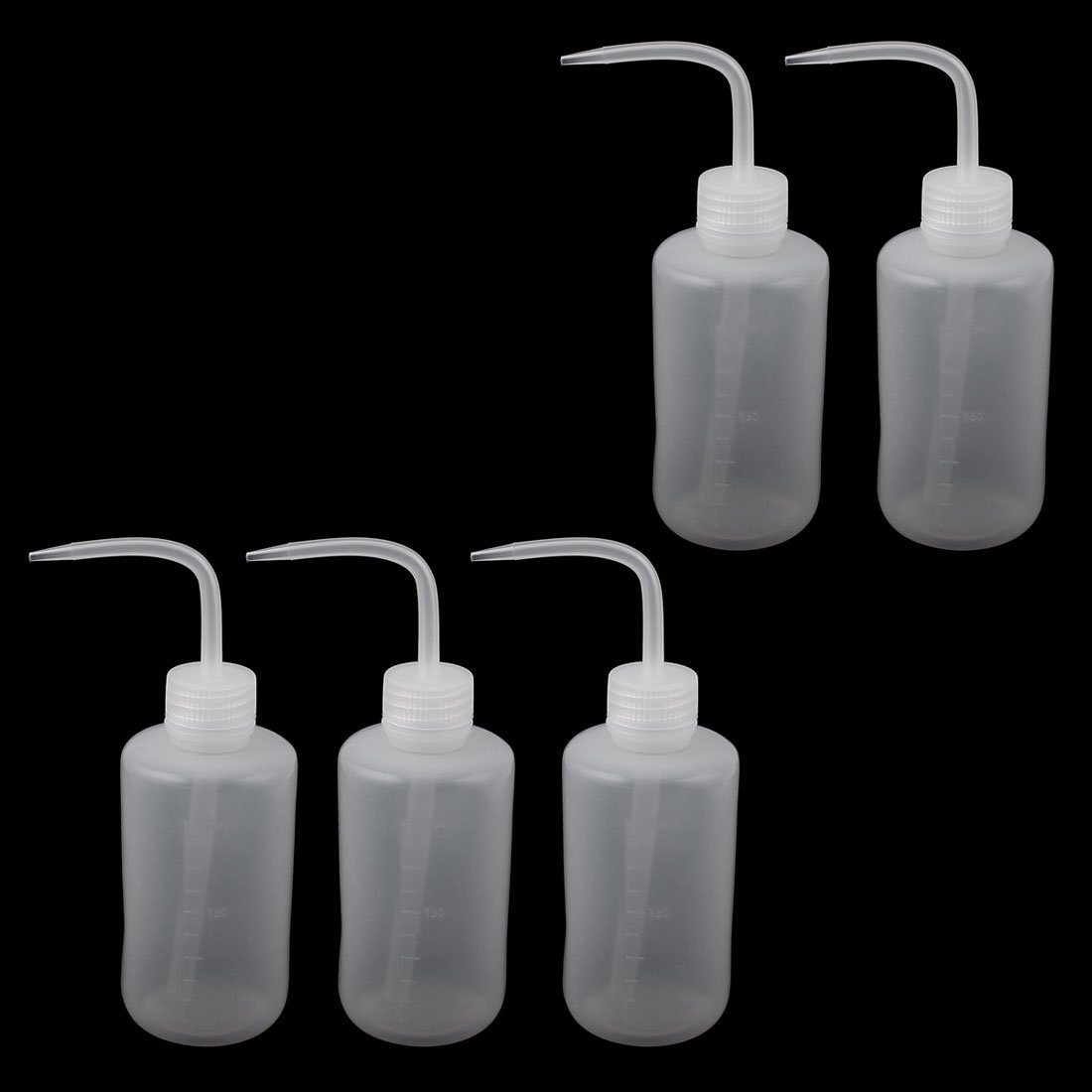 uxcell 5 Pcs 250mL Bent Tip White Plastic Oil Liquid Storage Squeeze Bottle
