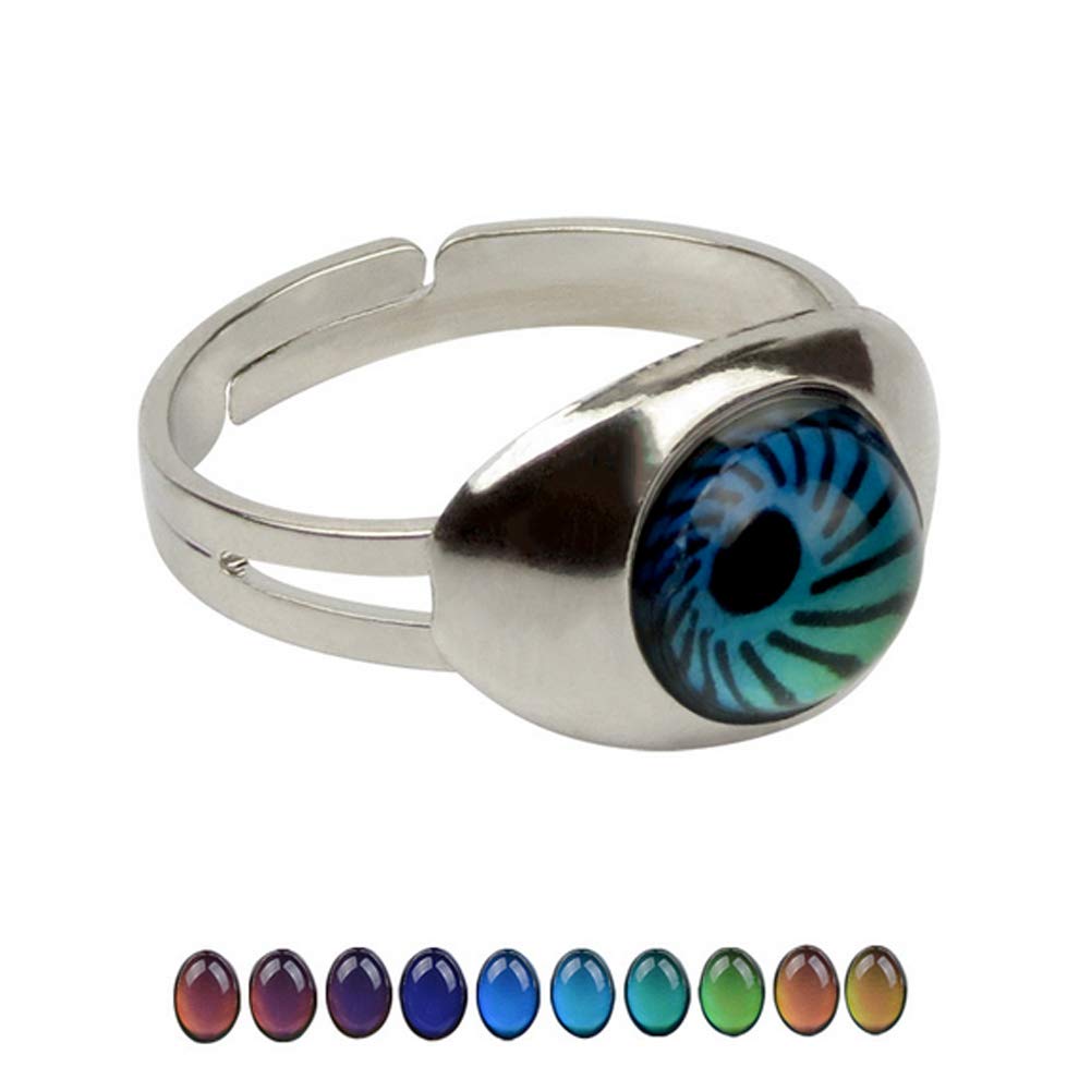 RIMOBUL Authentic Adjustable Mood Ring,Smiley Face,Magic Eyes - Pack of 3