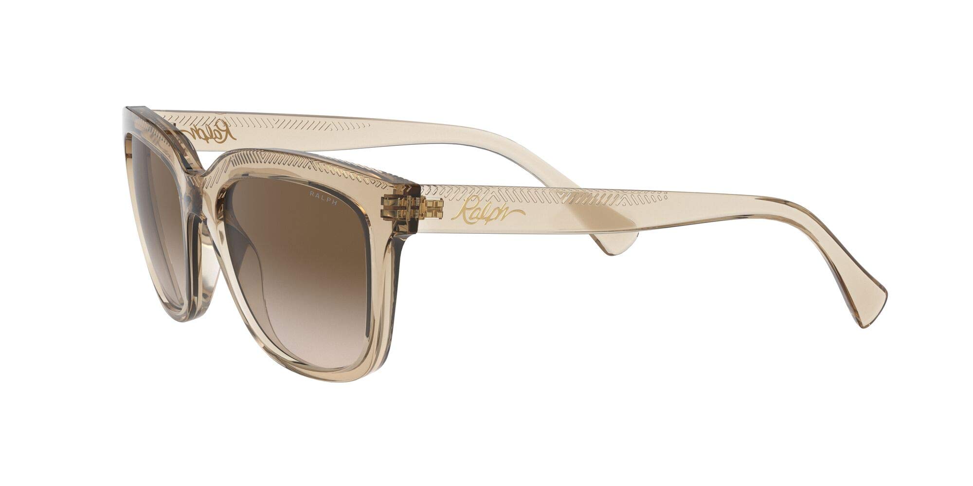 Ralph by Ralph Lauren Women's RA5261 Round Sunglasses, Shiny Transparent Brown/Gradient Brown, 53 mm