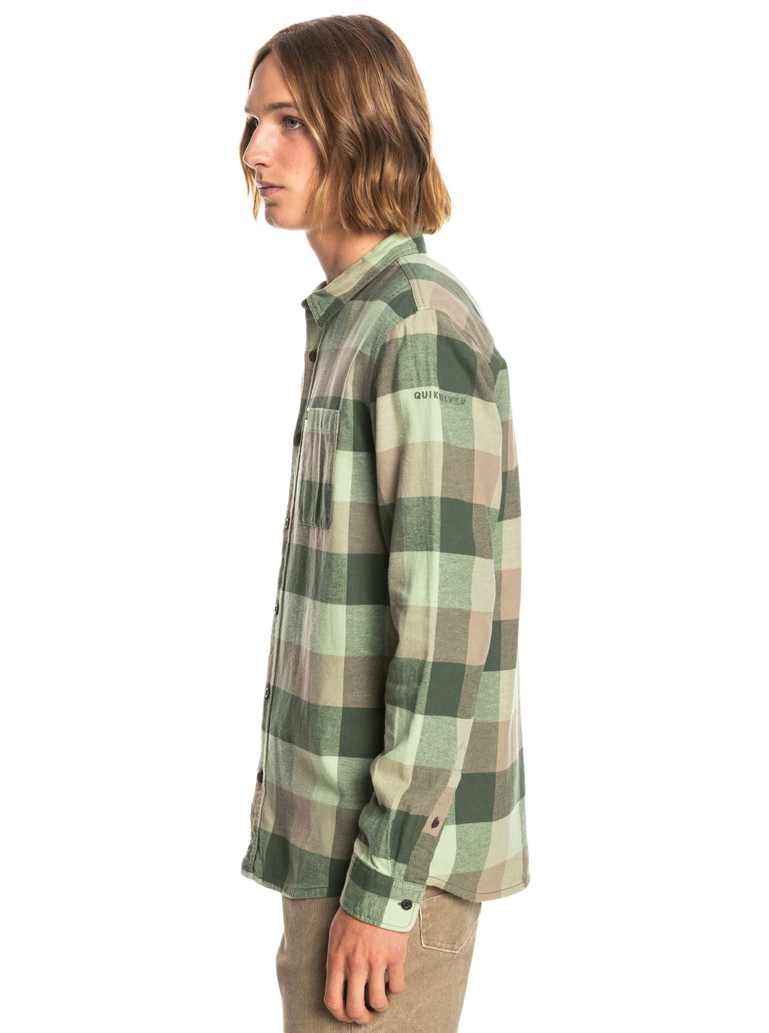Quiksilver Men's Motherfly Flannel Shirt, AIRY Blue MOTRHERFLY, Large