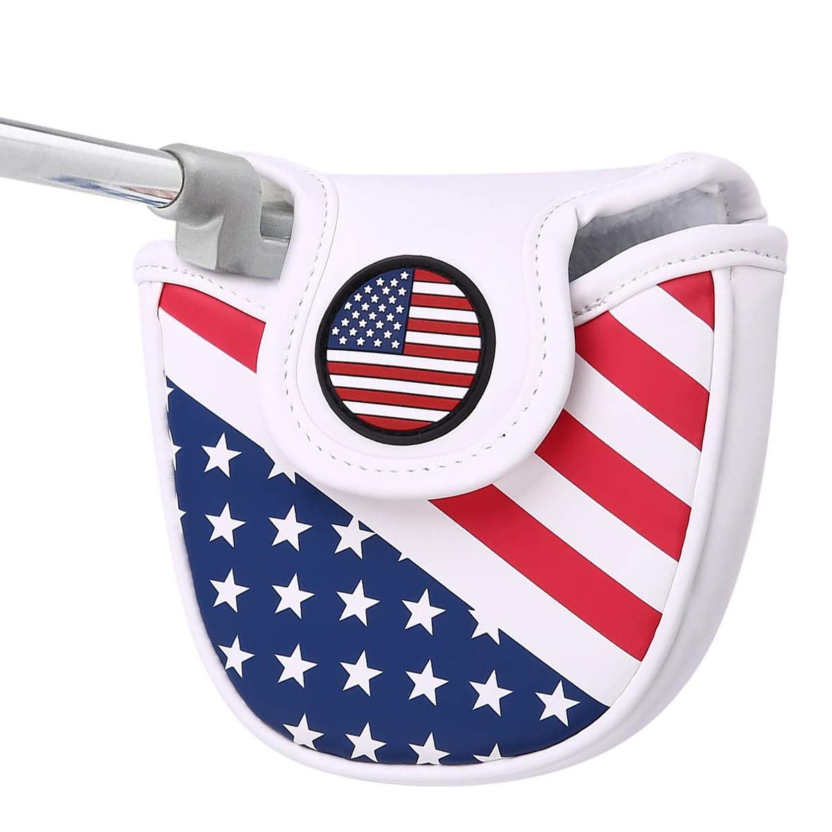 US Flag Golf Mallet Putter Cover Headcover Magnetic fits for Scotty Cameron X5, Callaway Odyssey Stroke Lab, 2 Ball, Odyssey Sabertooth Series Putters - PU Leather Golf Putter Cover Mallet