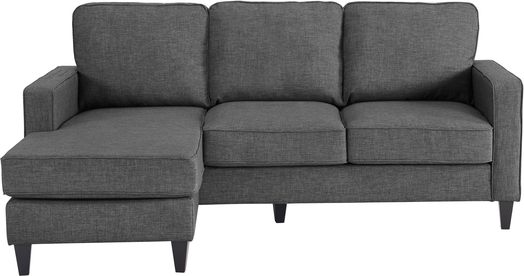 Serta Harmon Reversible Sectional Sofa, Modern L-Shaped Couch for Small Spaces, Soft Fabric Upholstery, Square Arm, Dark Gray