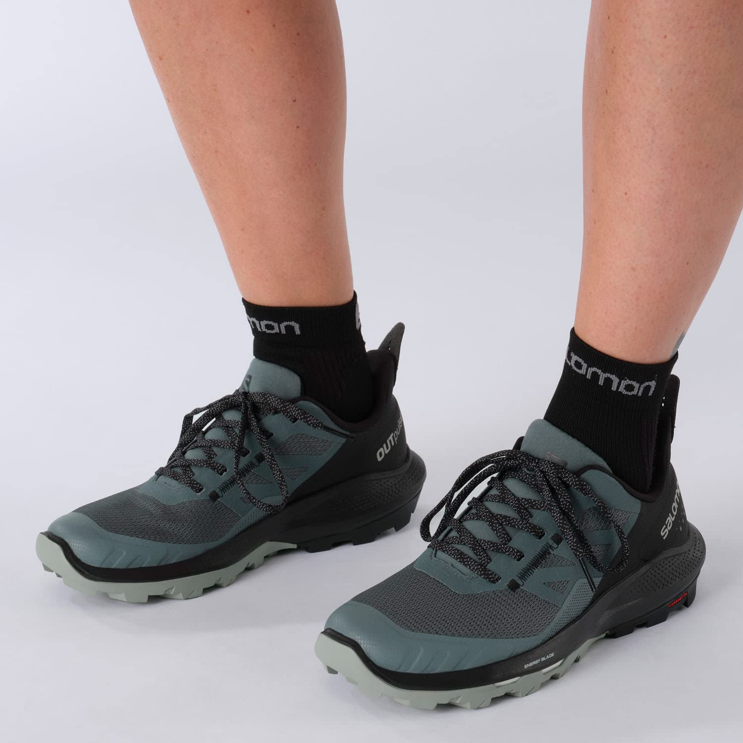 Salomon Women's OUTPULSE Hiking Shoes for Women, Stormy Weather/Black/Wrought Iron, 7.5