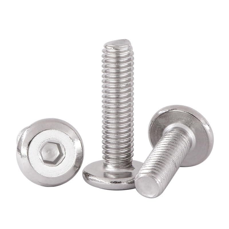 RAKTDA Hexagon Socket Screws 304 Stainless Steel Beveled Large Flat Head Hexagonal Screws Flat Round Head Beveled Edge Furniture Screws and Bolts (Size : M5*12 5pcs)