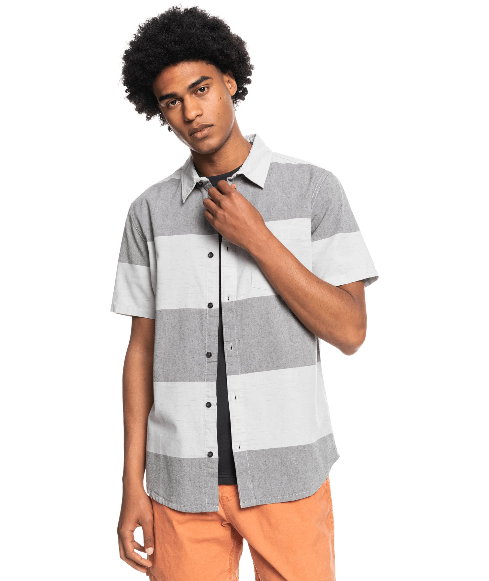 Quiksilver Men's Button Down Shirt, Tarmac KALUA Kobi, Large
