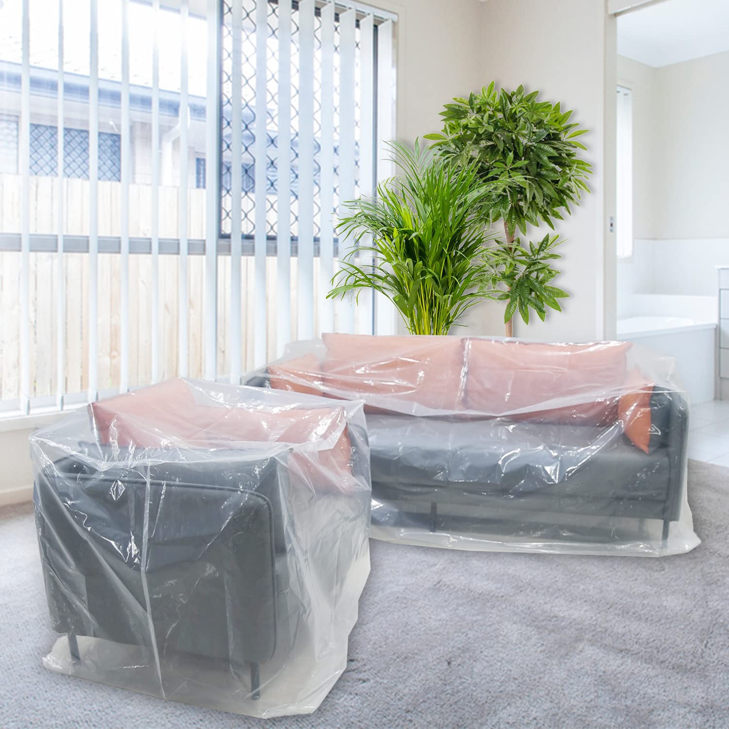 Plastic Couch Cover,Waterproof Sofa Cover,Garden Furniture Protector for Moving and Long Term Storage,68" Wx42 D