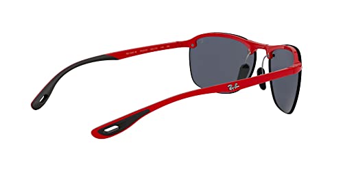 Ray-Ban RB4302M Scuderia Ferrari Collection Square Sunglasses, Red/Dark Grey, 62 mm