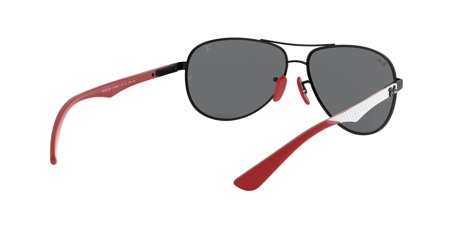 Ray-Ban RB8313M Scuderia Ferrari Collection Aviator Sunglasses, Matte Gunmetal/Chromance Polarized Grey Mirrored Blue, 61 mm