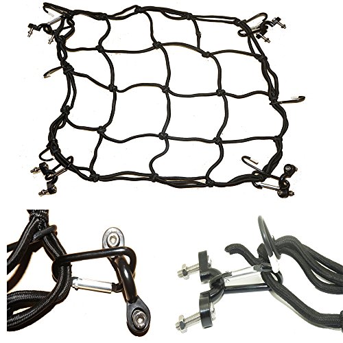 Premium Kayak Deck Cargo Net Kayak Cargo Bungee Net Hitch Mount Cargo Carrier (30 CM x 30 CM)- thick Cord - 6 Hooks - 4 pad eyes (Includes screws and nuts)- 4 Carabiner