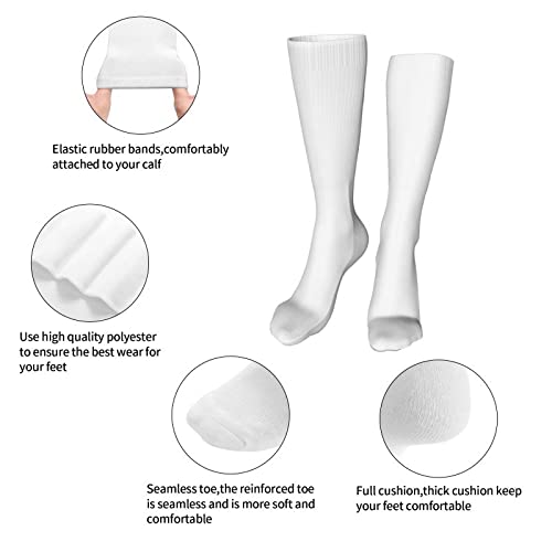 Taknne Leaves Fashion Compression Socks,Abstract Floral Pattern Botanical Inspirations Ornamental Gentle,Performance Polyester Cushioned Athletic Crew Socks for Running,Athletic,Blue White- 20 inch