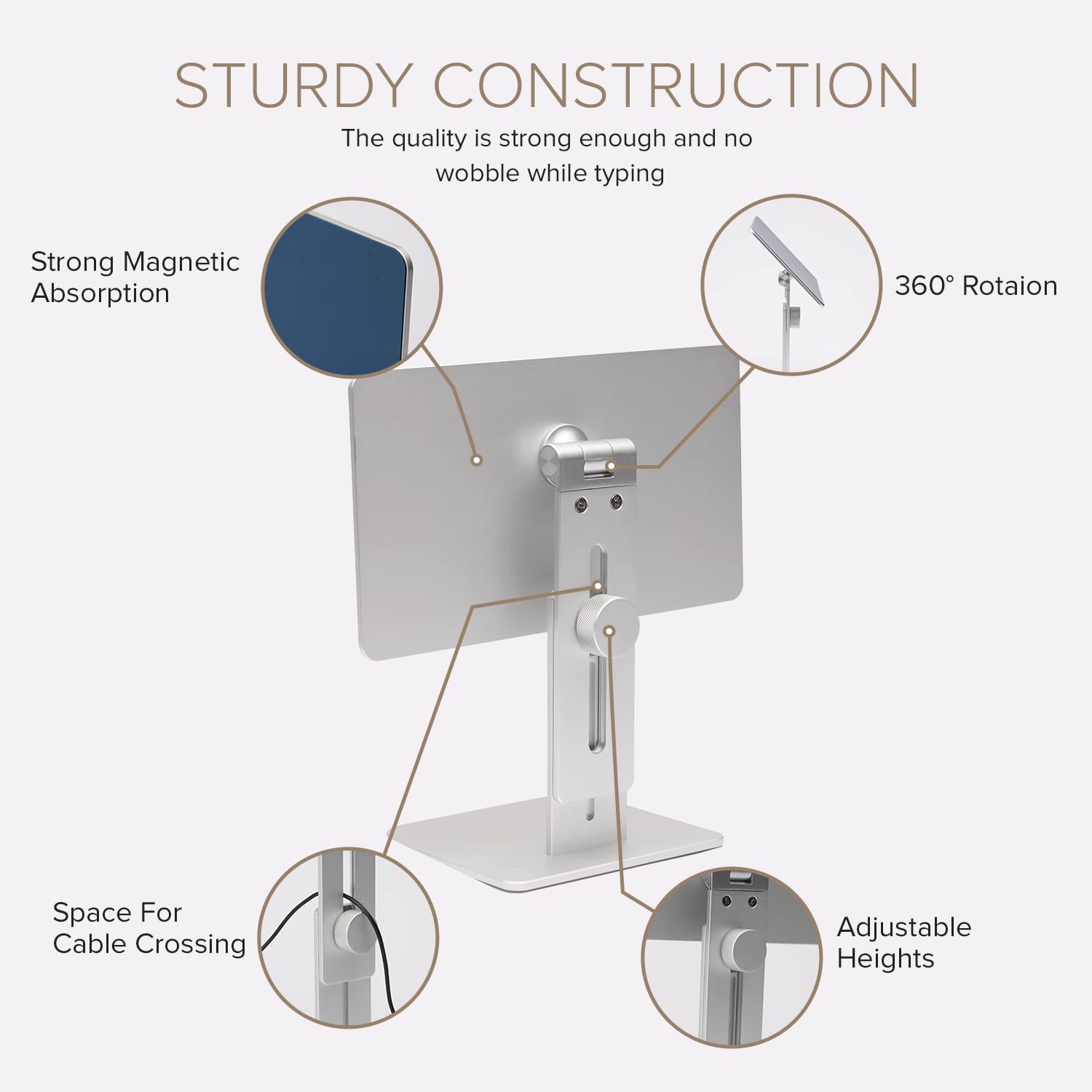 POUT E11 MAX iPad Pro Stand - Adjustable Tablet Holder Magnetic Cradle Mount Dock for Apple iPad Pro 11'' & Air (MAX 11")