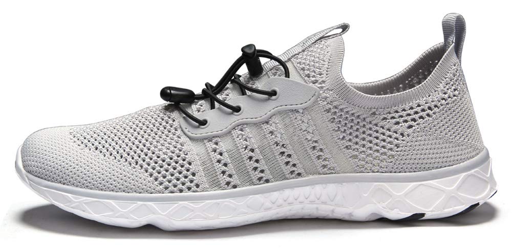 SUOKENI Women's Quick Drying Slip On Water Shoes for Beach or Water Sports LightGray.,Size:US 8/EU 39
