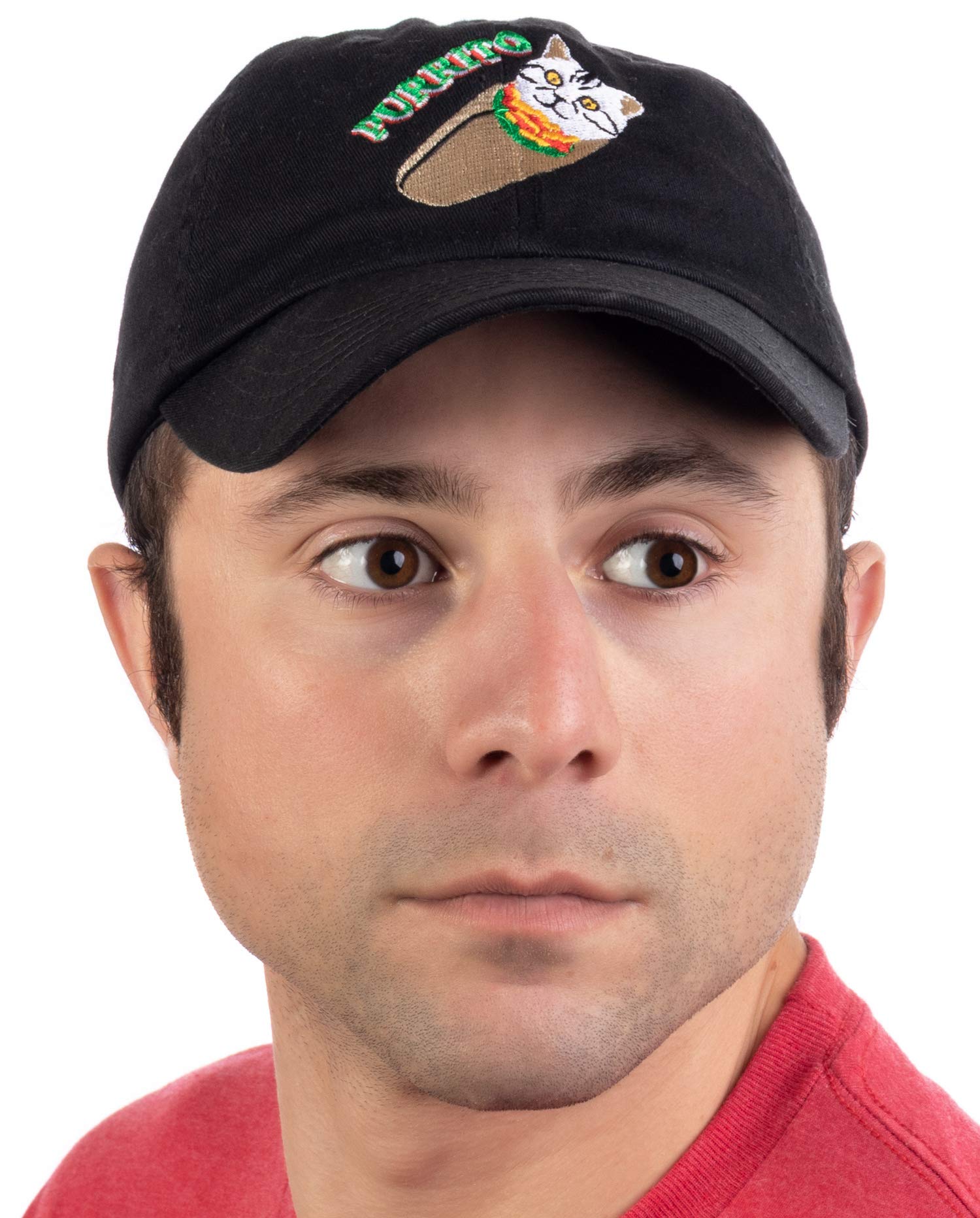 Purrito | Cat in a Burrito Funny Mexican Food Kitty Salsa Guac Kitten Dad Hat Cap Black