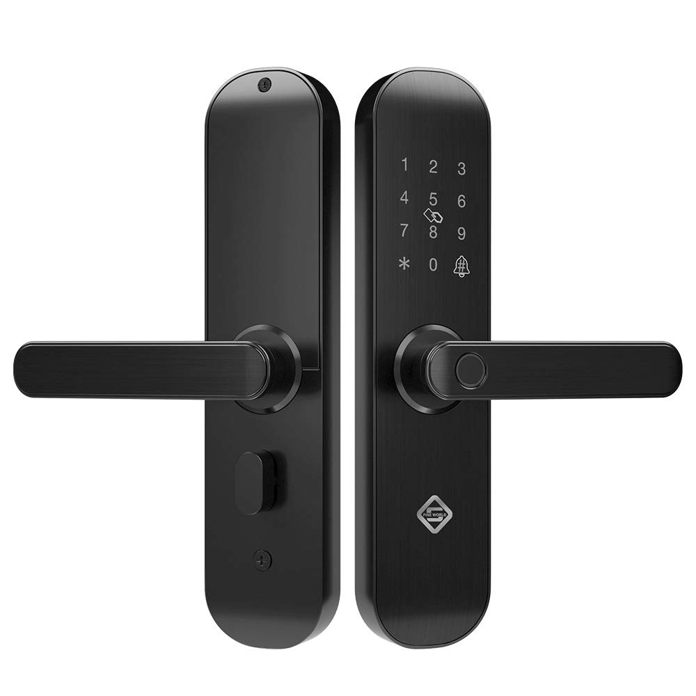 PINEWORLD E202PRO WiFi and Bluetooth Smart Lock, Fingerprint Keyless Entry Door Mortise Lock, App Remotely Control Office Apartment Business Manage Door Lock, Handle Free Reversible