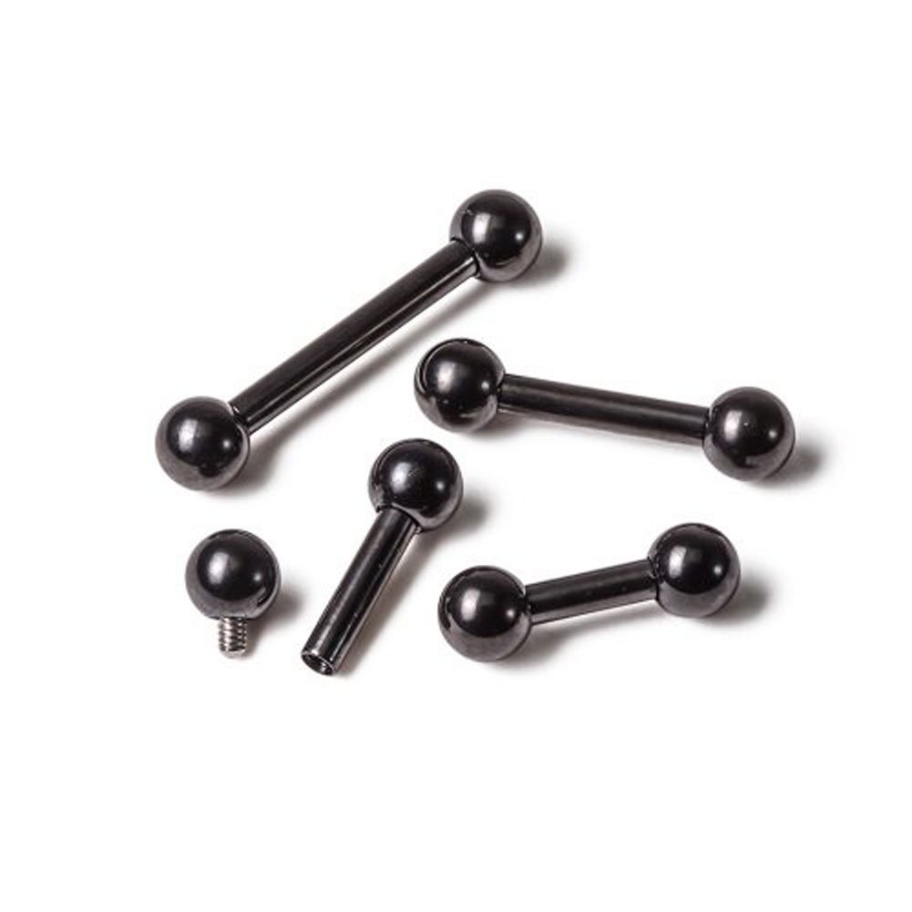 Painful Pleasures 10g Black PVD Coated Steel Internal Straight Barbell - 5/16â?? to 3/4"-16mm ~ 5/8"