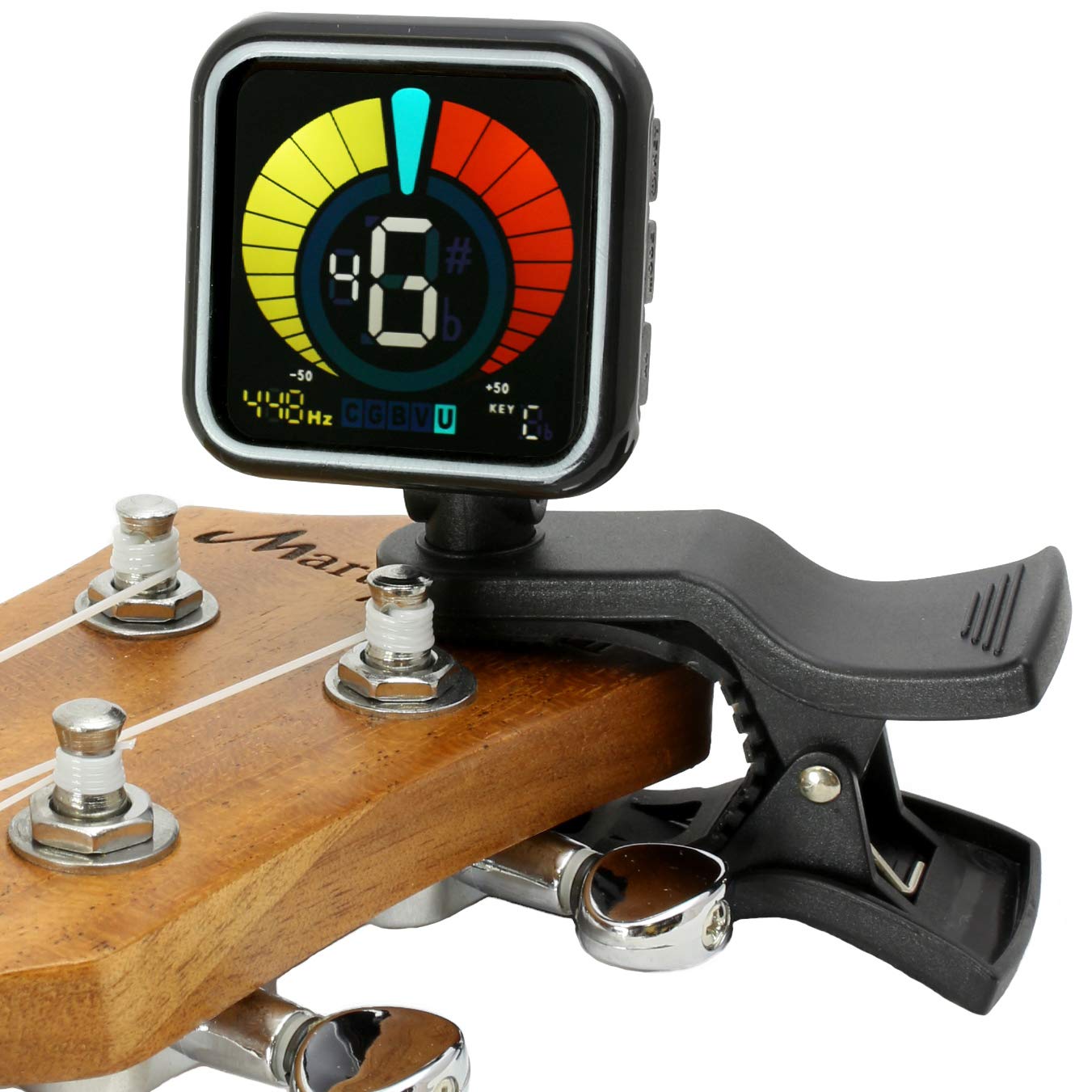 RockJam WeTune - A Clip-On Tuner for all instruments - Guitar, Bass, Ukulele, Violin & Chromatic Tuning Modes