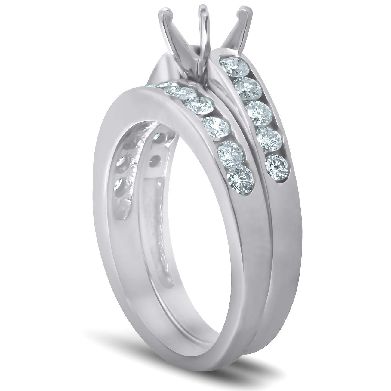 P3 POMPEII3 1ct Diamond Engagement Matching Wedding Ring Setting 14K White Gold - Size 9.5