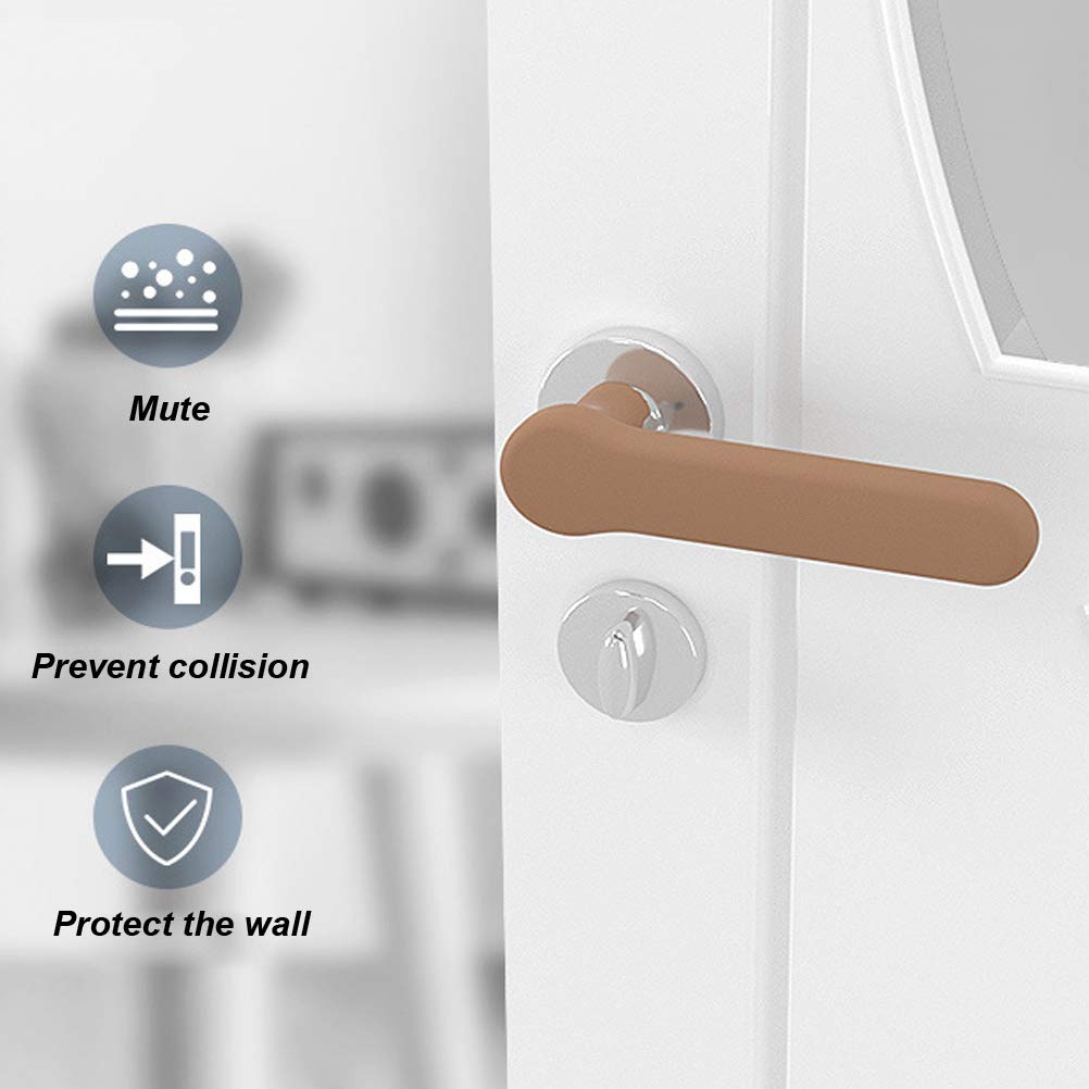 Serlife 2Pcs Silicone Door Handle Cover Glossy Safety Door Handle Protector Anti-Collision Covers (Creamy White)