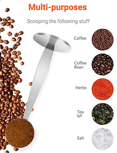 WILLIZTER Two-in-One Stainless Steel Coffee Scoop Tamping Dual-Purpose Coffee Spoon Powder Hammer Tamper Multi Function Spoon Holder Coffee Tools for Measuring and Tamping