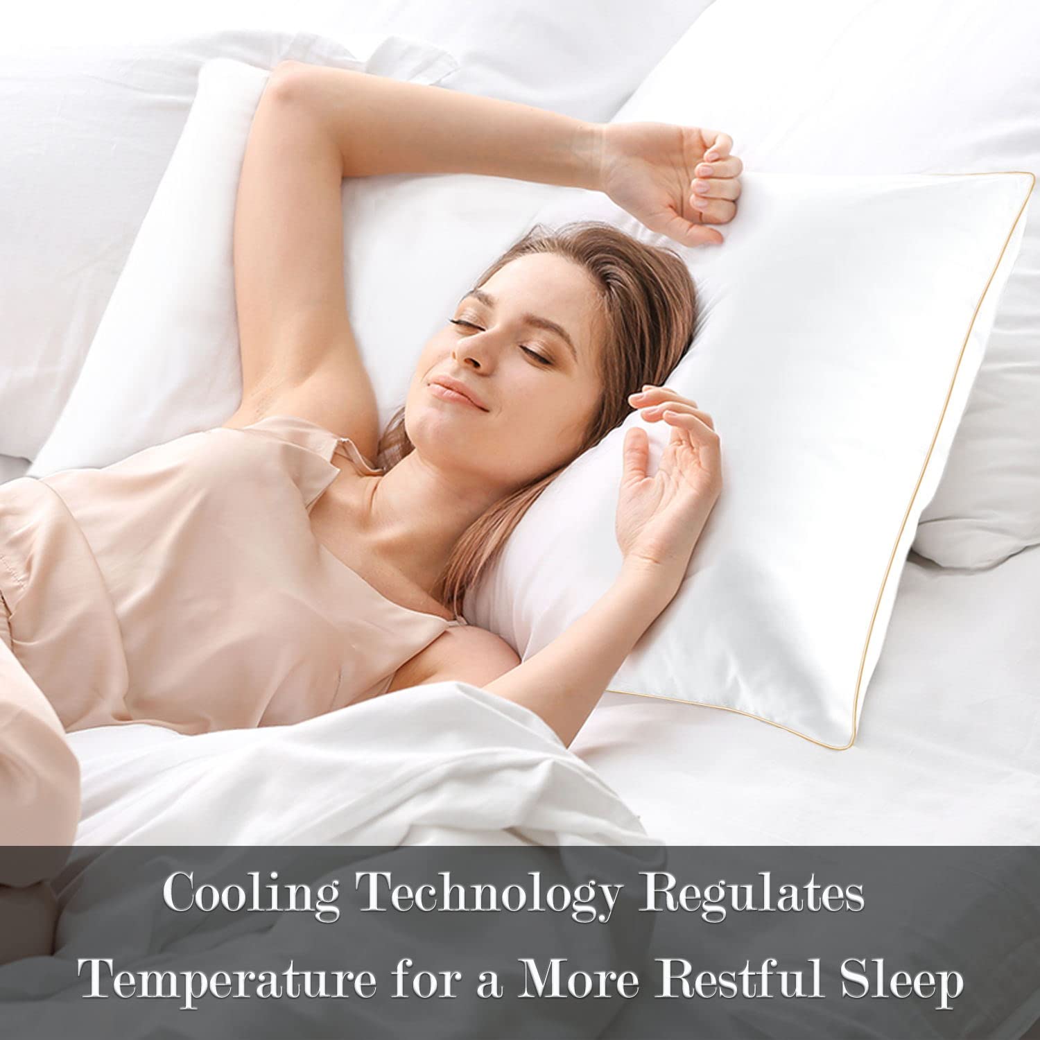 Pillows Queen Size Set of 2, Cooling Hotel Luxury Pillows, Premium Soft Down Alternative Breathable Pillows for Bed, Pillow for Back, Stomach or Side Sleepers