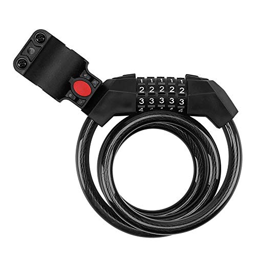 ZMYDZ Bicycle Lock Bicycle Five Digit Code Lock Thick Steel Cable Aluminum Alloy Waterproof Antirust Mountain Bike Lock Anti Theft Chains Lock Bike Lock