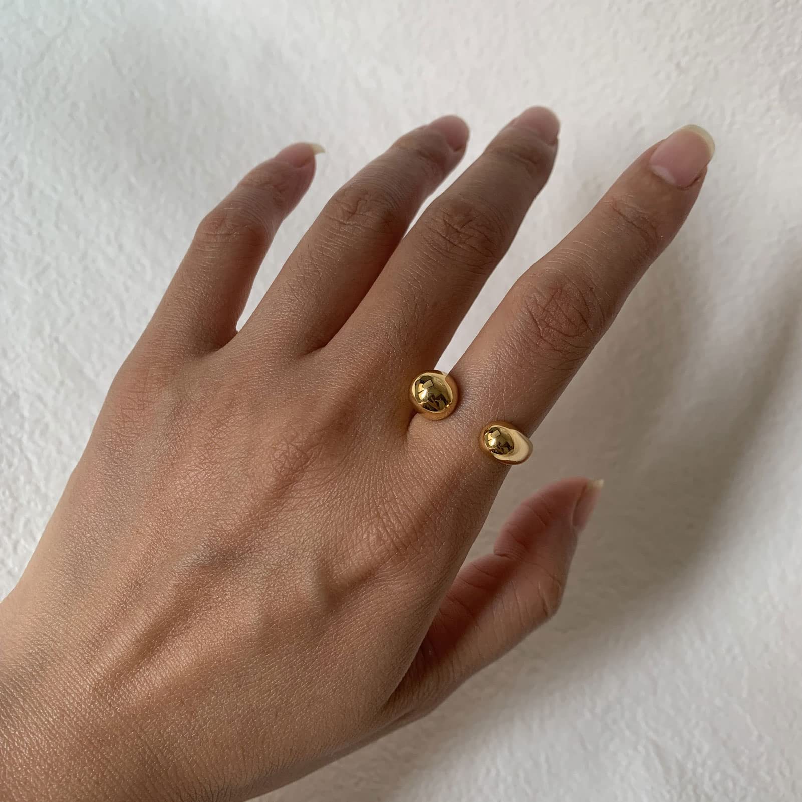 YESLADY Chunky Rings for Women Adjustable Open Cuff Statement Ring Teardrop Dome Bold Jewelry