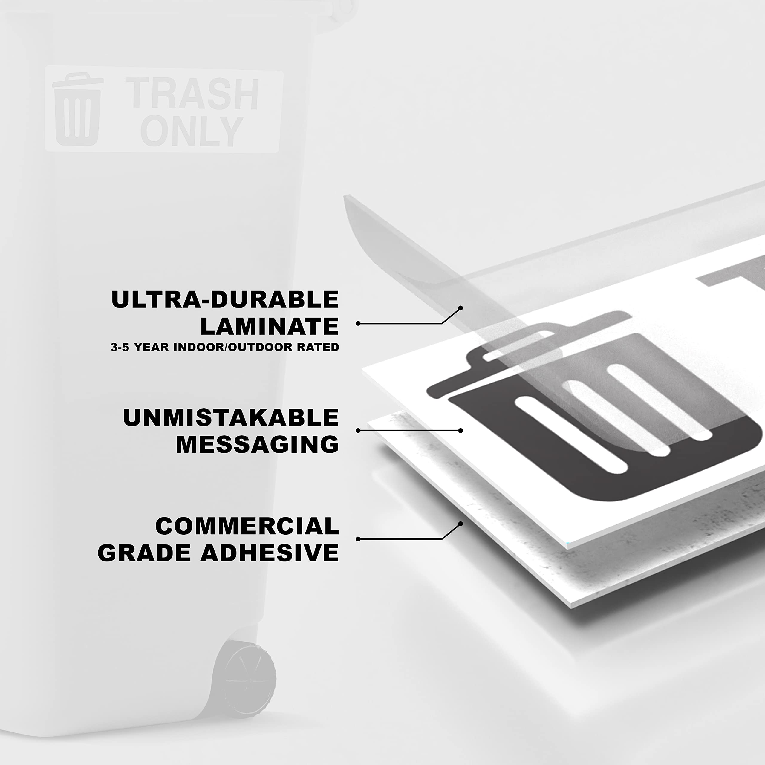 Recycle Trash Compost Sticker Set β Heavy-Duty Trash Bin Labels - 3-5 Year Indoor/Outdoor Rated - Weather Proof, Ultra Durable - USA Made (6x2 inch), 2 Labels of Each, 6 Total